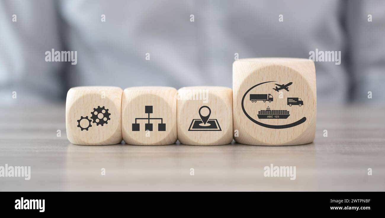 Wooden blocks with symbol of transportation concept Stock Photo - Alamy