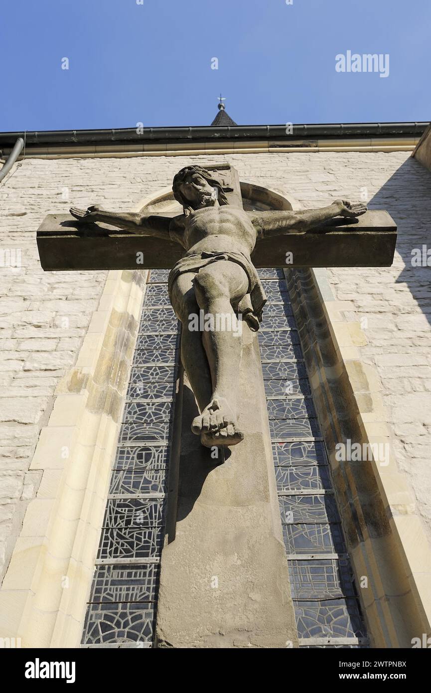 Jesus Christ on the cross in front of the parish church of St ...
