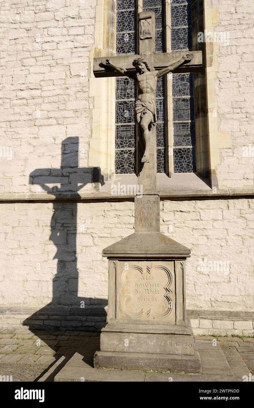 Jesus Christ on the cross in front of the parish church of St ...