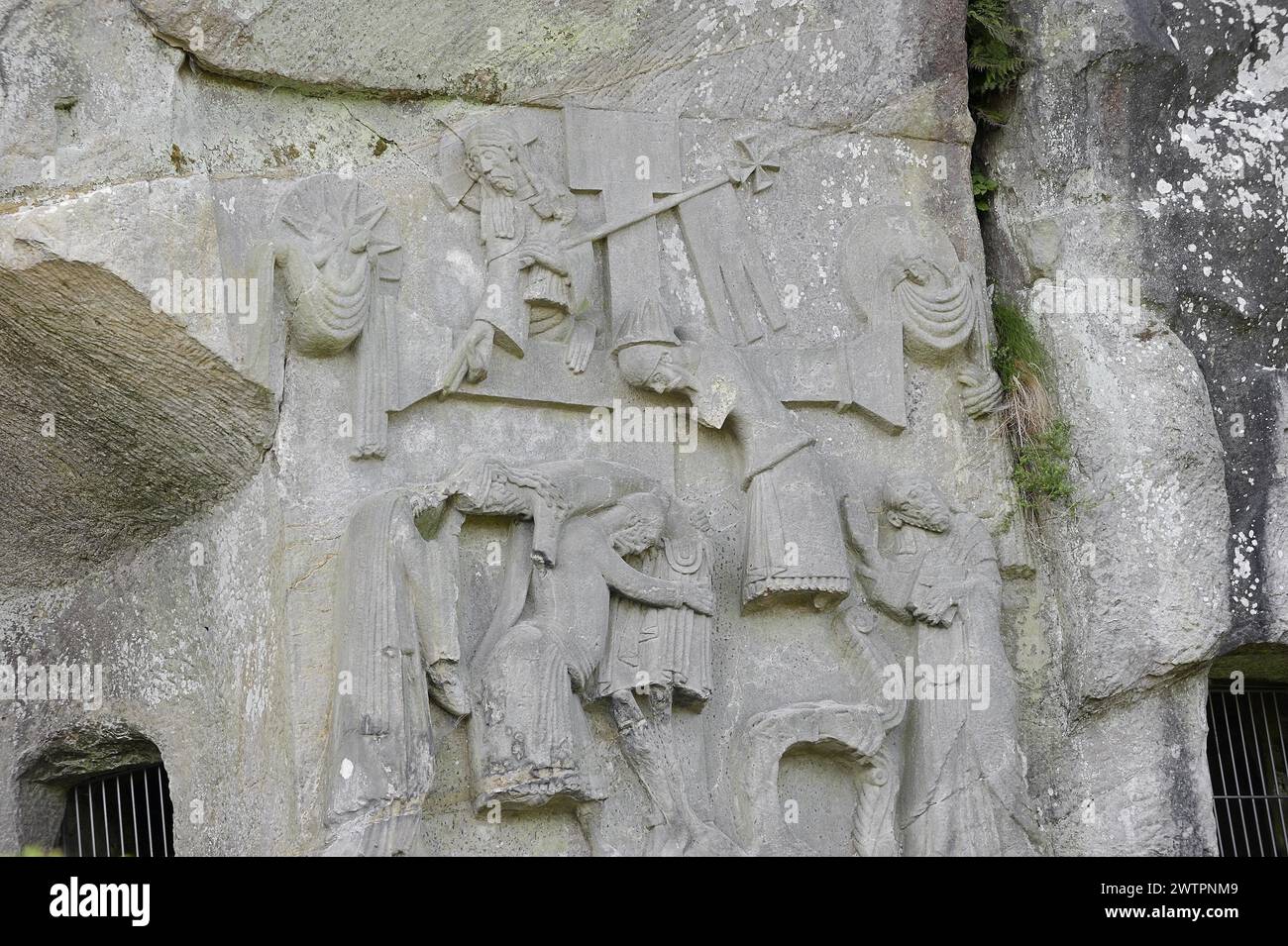 Cross relief, Externsteine, Teutoburg Forest, Horn-Bad Meinberg, North ...