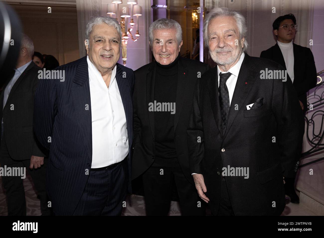 Paris, France. 19th Mar, 2024. Enrico Macias, Claude Lelouch and Pierre ...