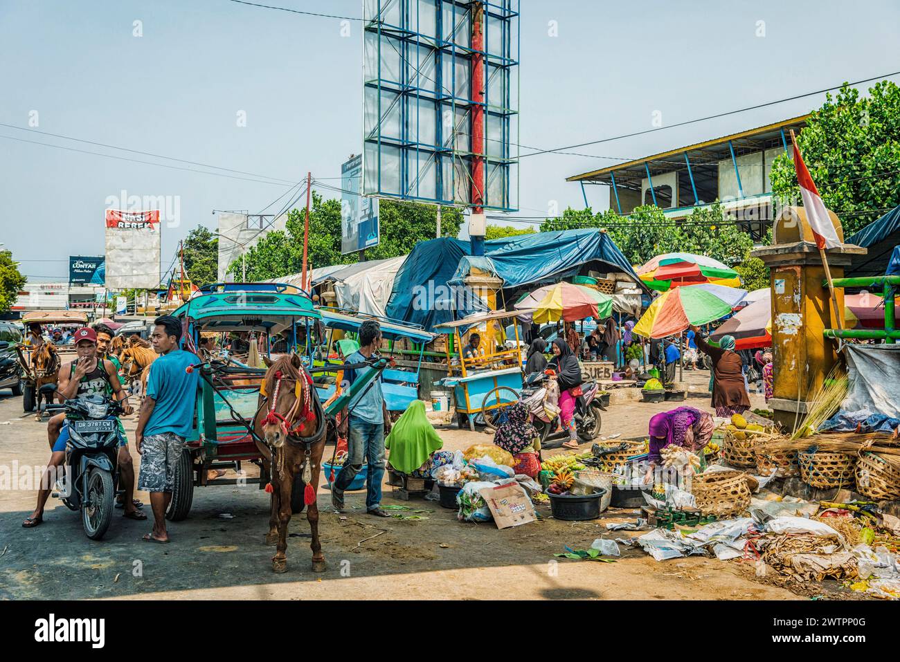 Traditional authentic food market, street market, street, street scene ...