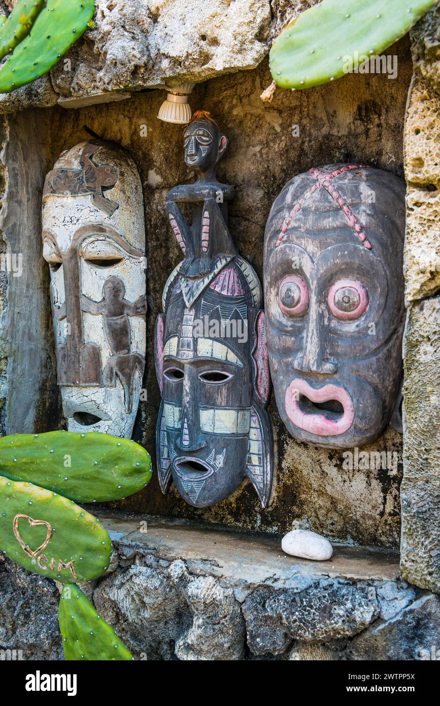 Balinese wooden masks, face, sculpture, idol, icon, grimace, design ...