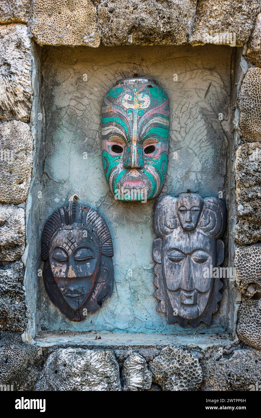 Balinese wooden masks, face, sculpture, idol, icon, grimace, design ...