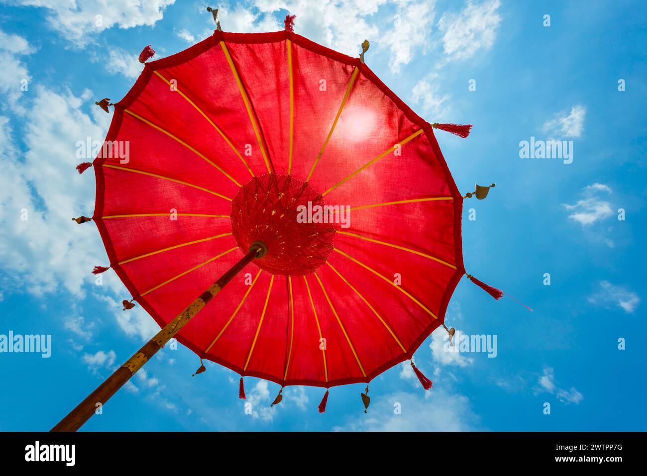 Traditional Balinese temple sunshade as parasol, Hinduism, symbol ...