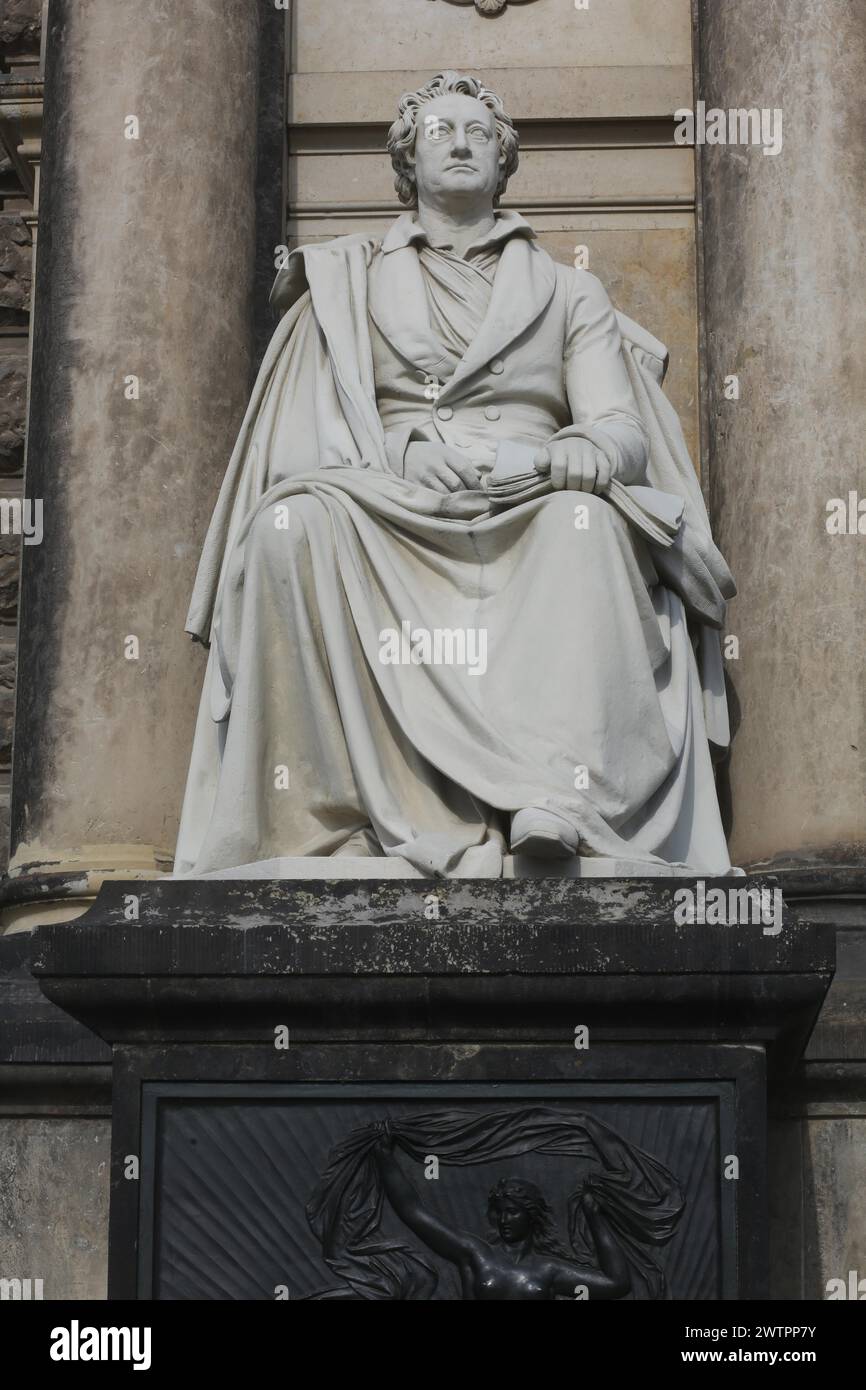 An upright shot of a statue to Germany's most famous poet and writer ...