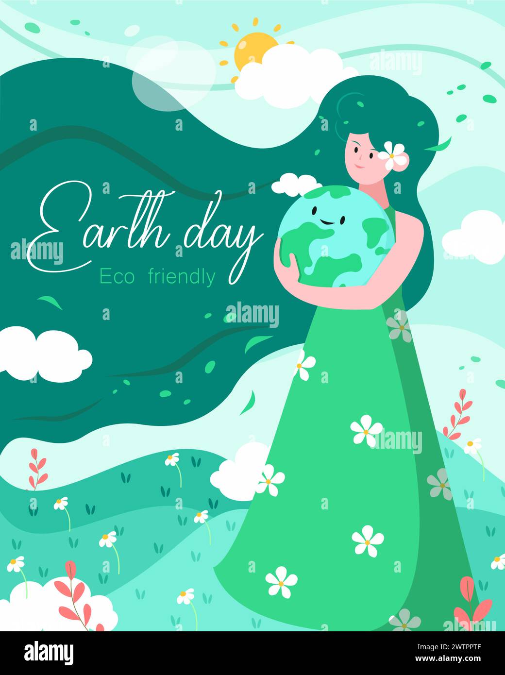 Mother earth as environmental ecological and green planet tiny person ...