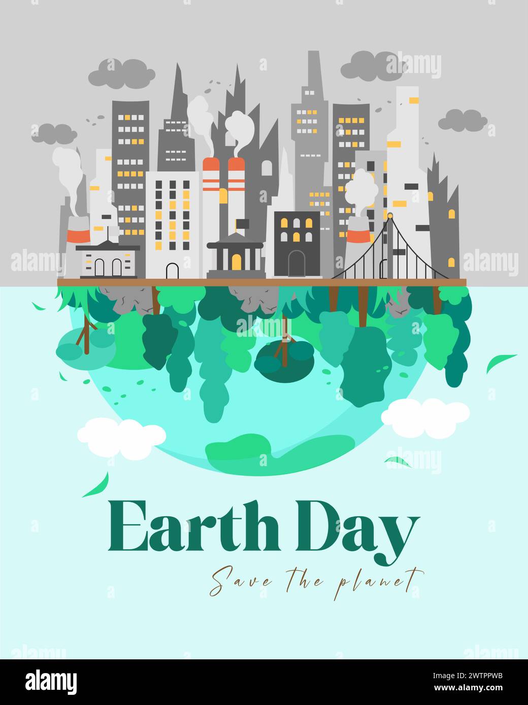 Happy earth day. Ecology concept. Design with globe map for prints ...