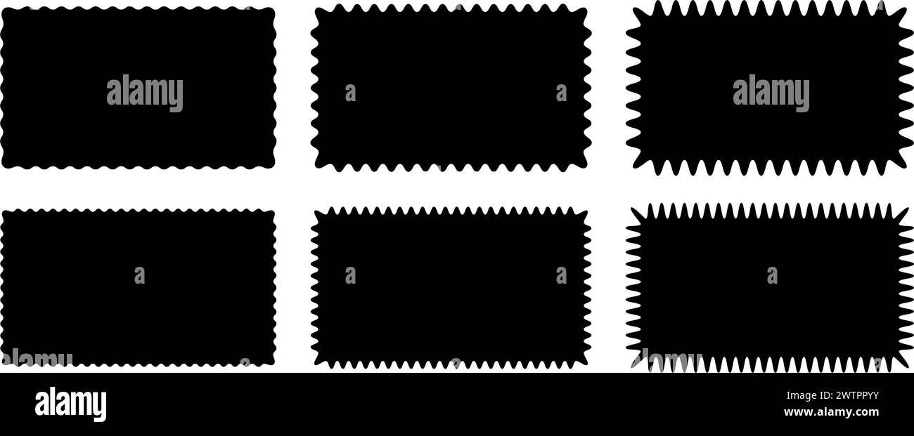 Set or rectangle shapes with wiggly borders. Empty tag, price sticker ...