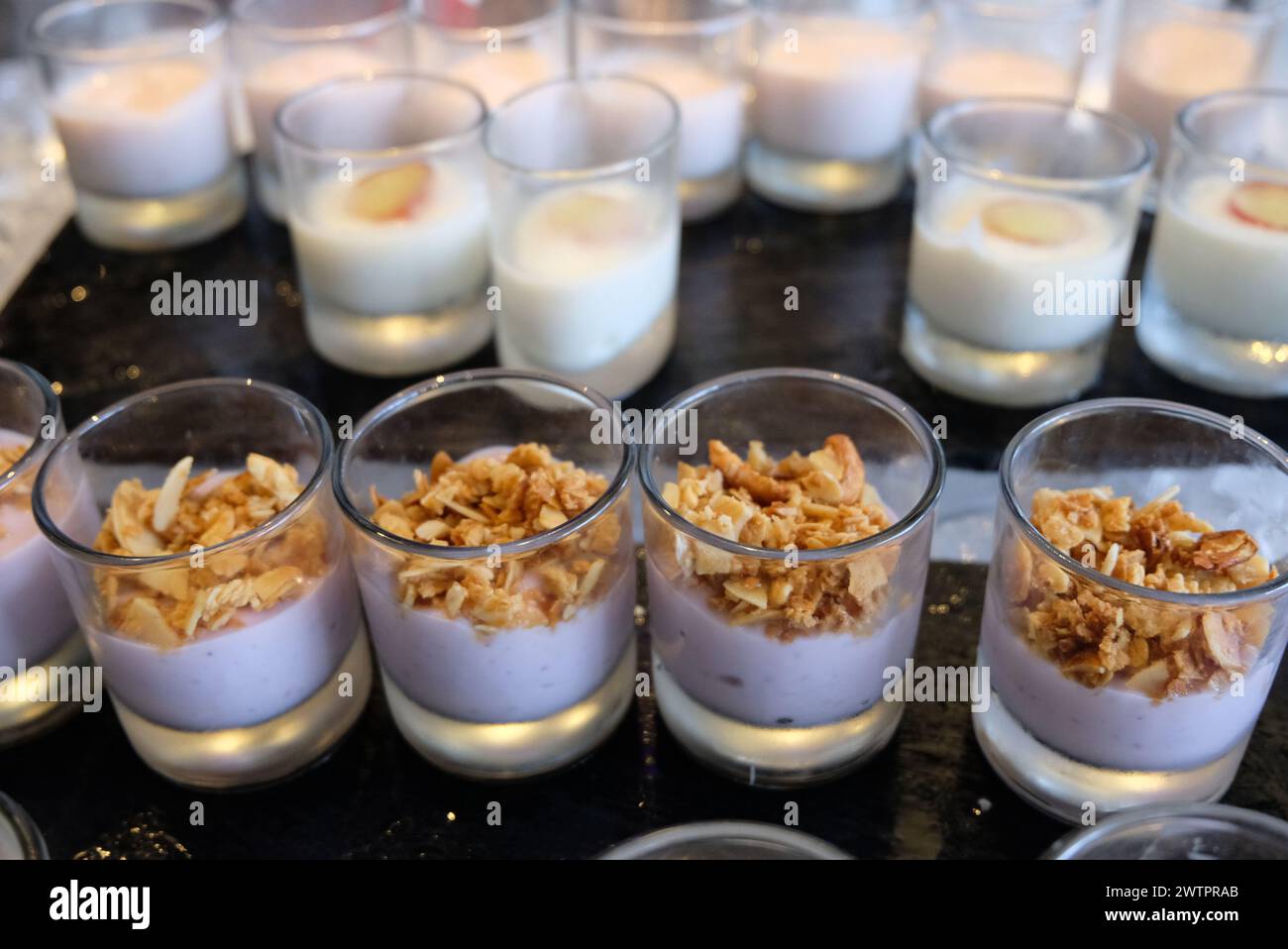 Selective focused of junket. Junket is a milk-based dessert with a ...
