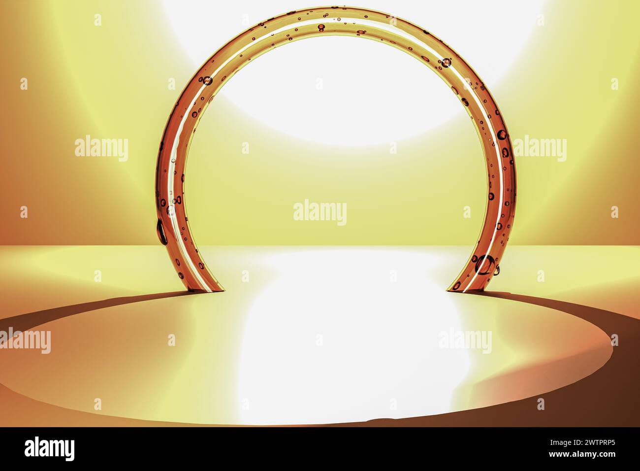 Elegant Product Display Stand. podium featuring a semi circular golden ...