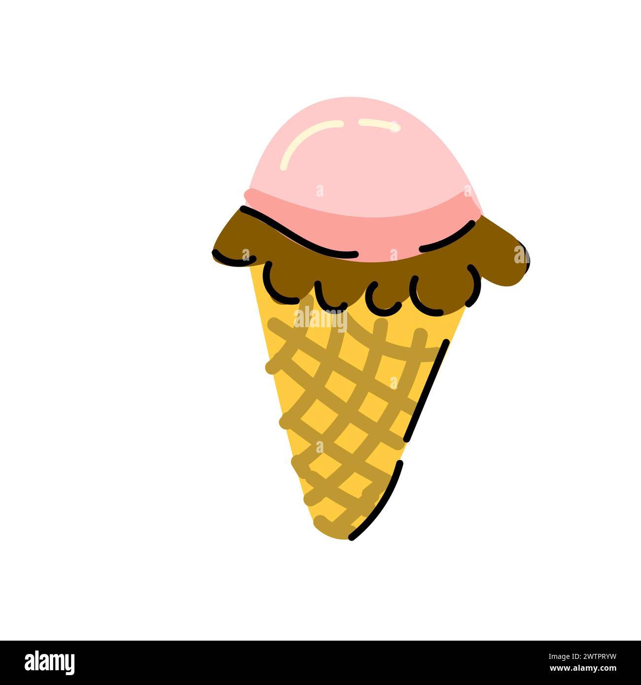 Ice cream balls in the waffle cone isolated. Ice cream can used for ...