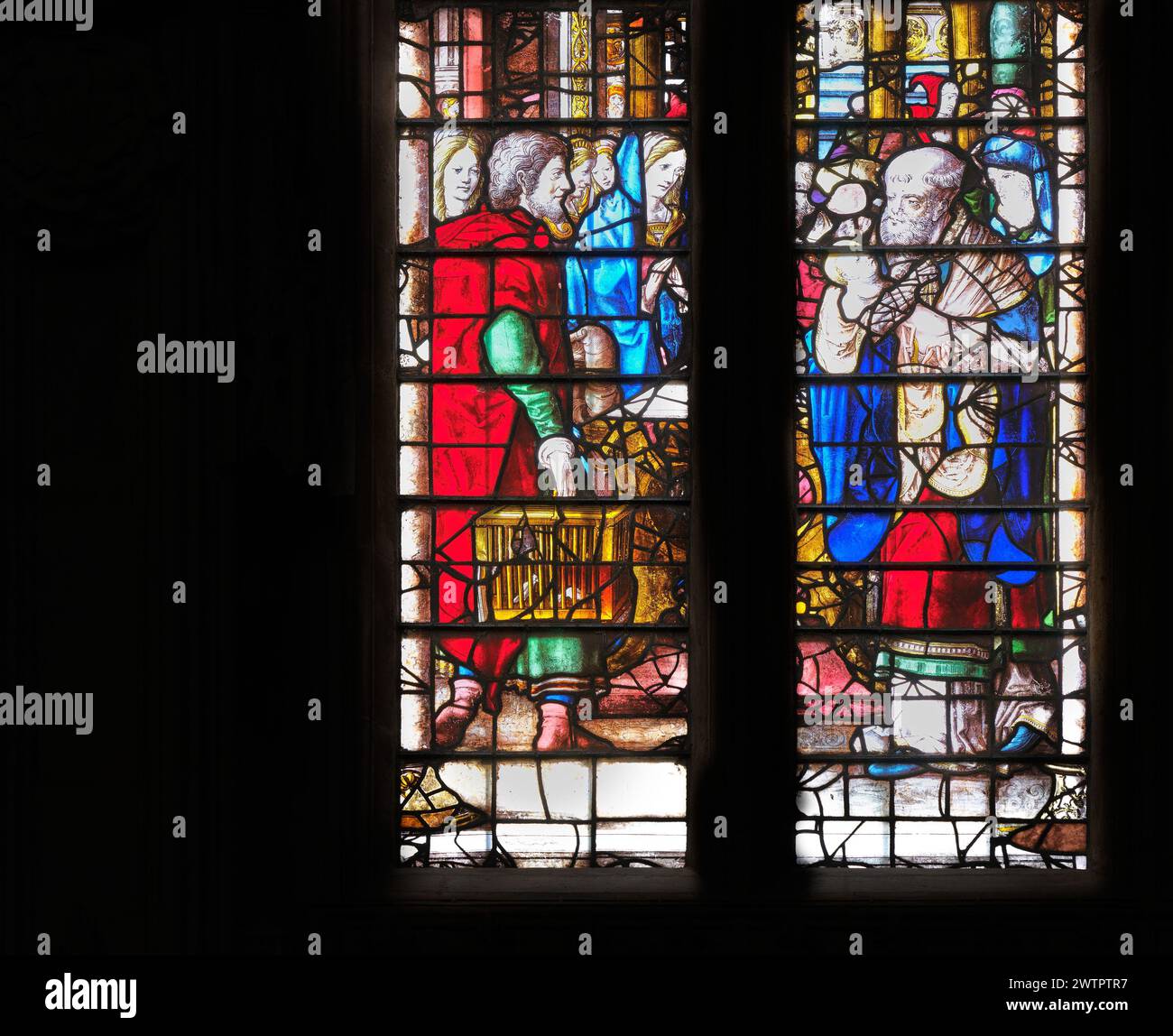 Joseph, with a pair of doves, and Mary present their child Jesus Christ ...