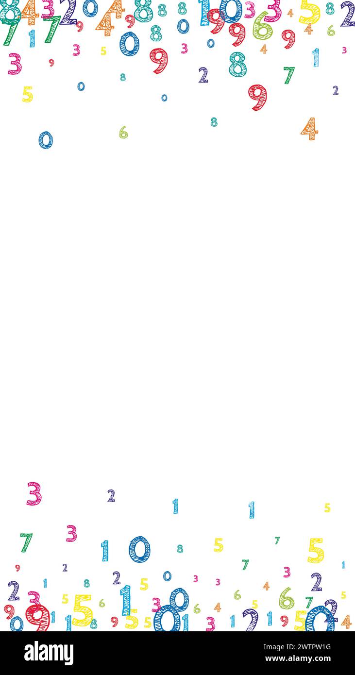 Falling colorful orderly numbers. Math study concept with flying digits ...