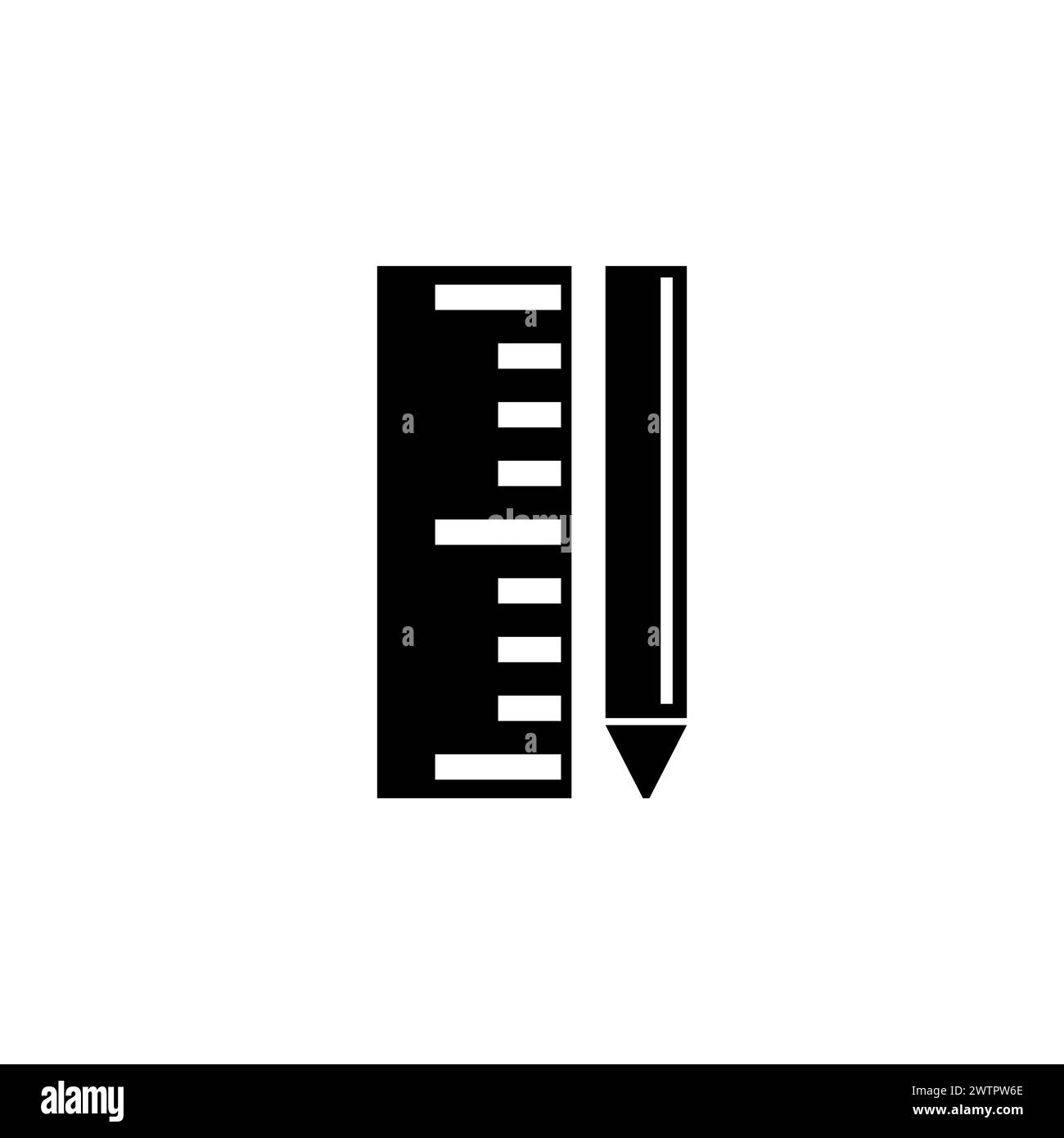 Pencil and Ruler flat vector icon. Simple solid symbol isolated on ...