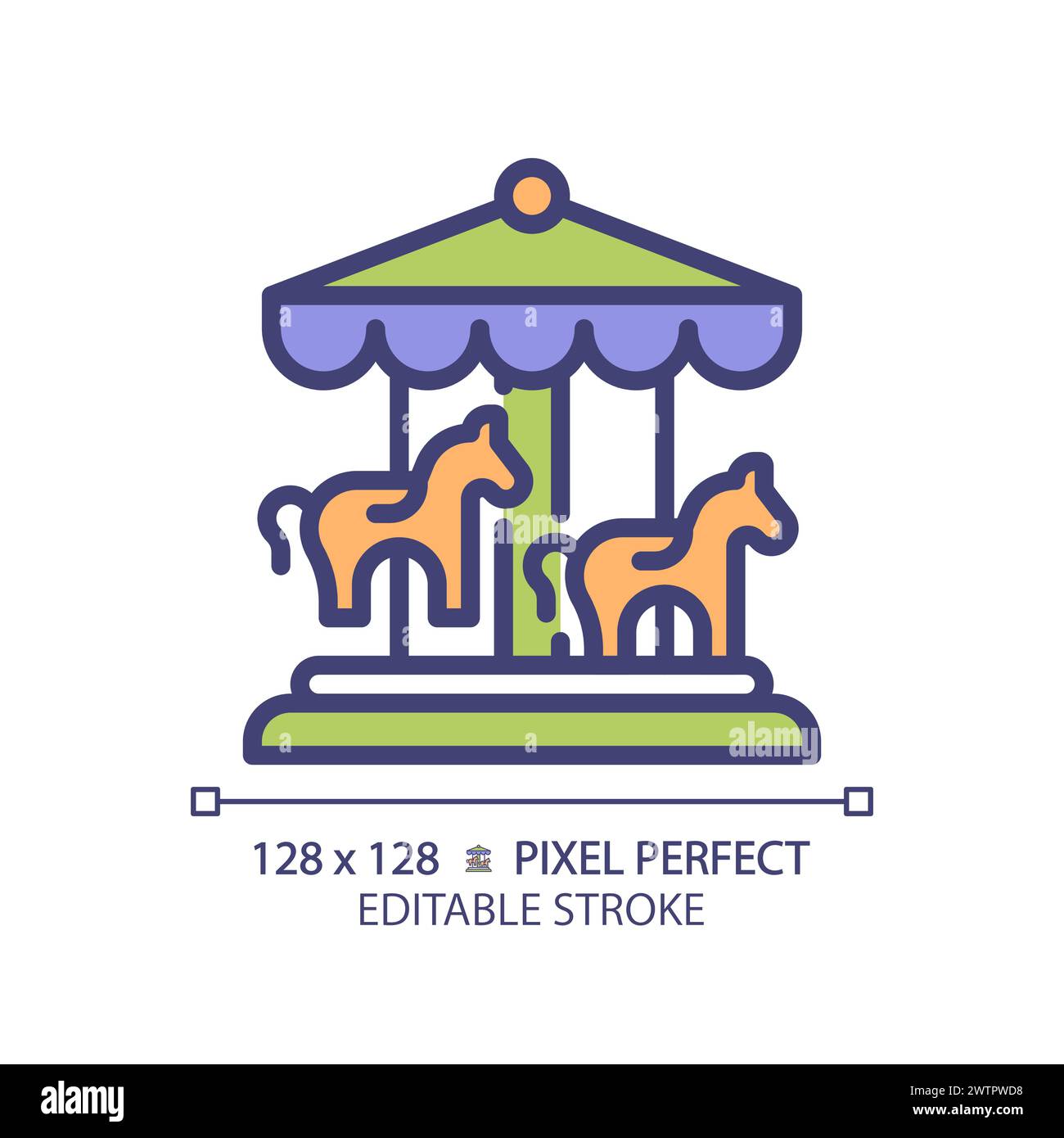 Roundabout horse carousel pixel perfect RGB color icon Stock Vector ... Roundabout horse carousel pixel perfect RGB color icon Stock Vector ...
