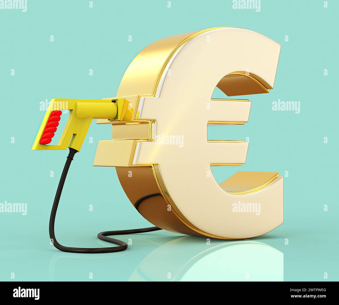 Animation of an electric car charging plug with a gold Euro on a green ...