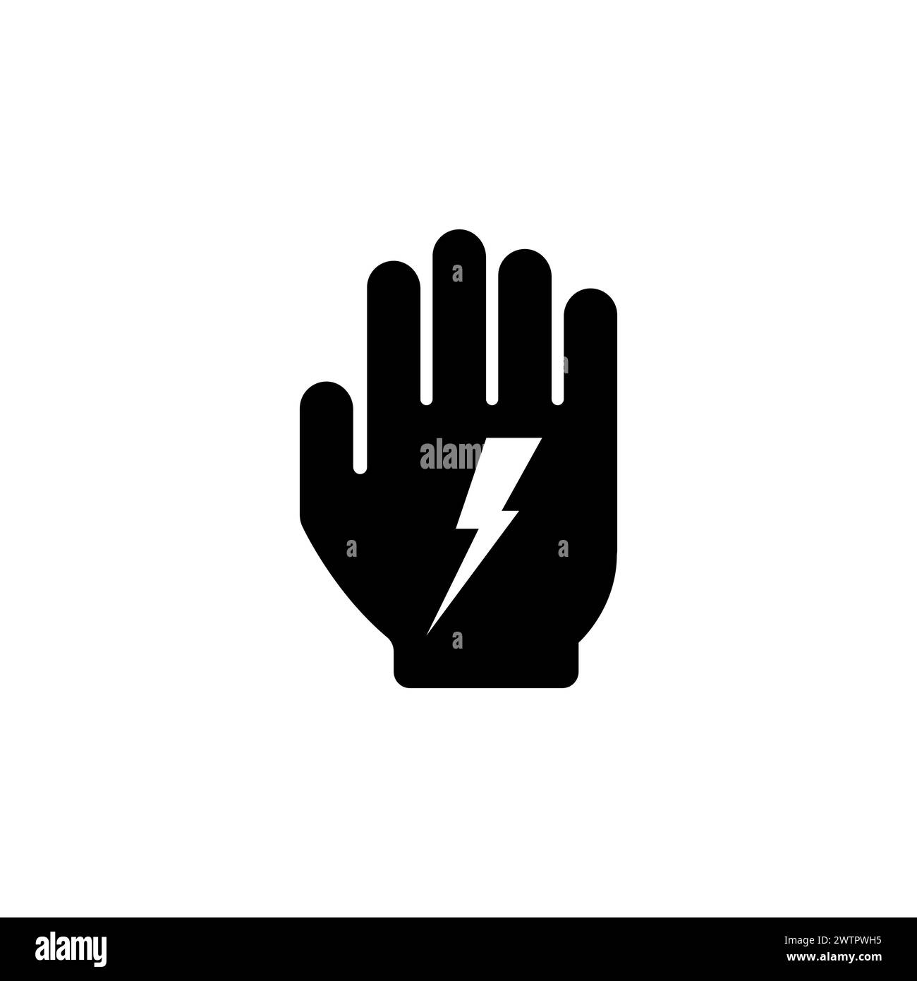 Stop Hand. High Voltage flat vector icon. Simple solid symbol isolated ...