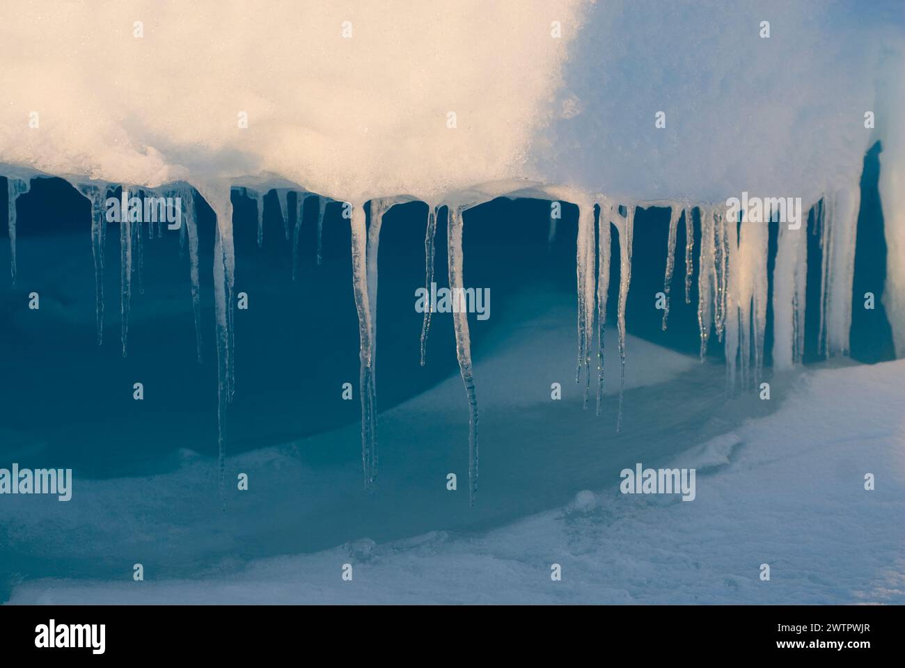 Seascape of rough pack ice over the Chukchi sea in springtime, off ...
