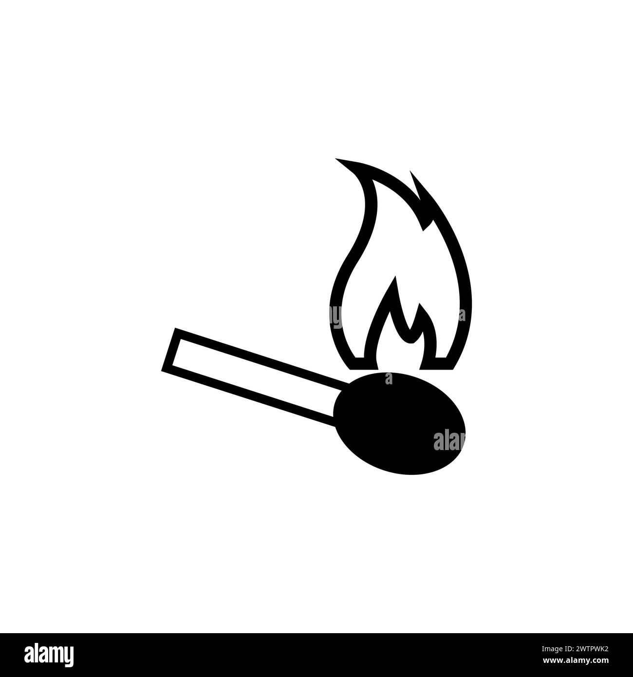 Burning Match flat vector icon. Simple solid symbol isolated on white ...
