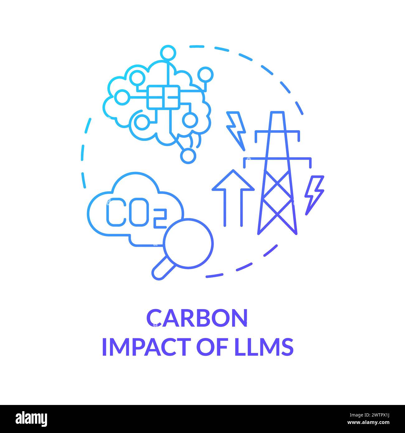 LLMs carbon impact blue gradient concept icon Stock Vector Image & Art ...