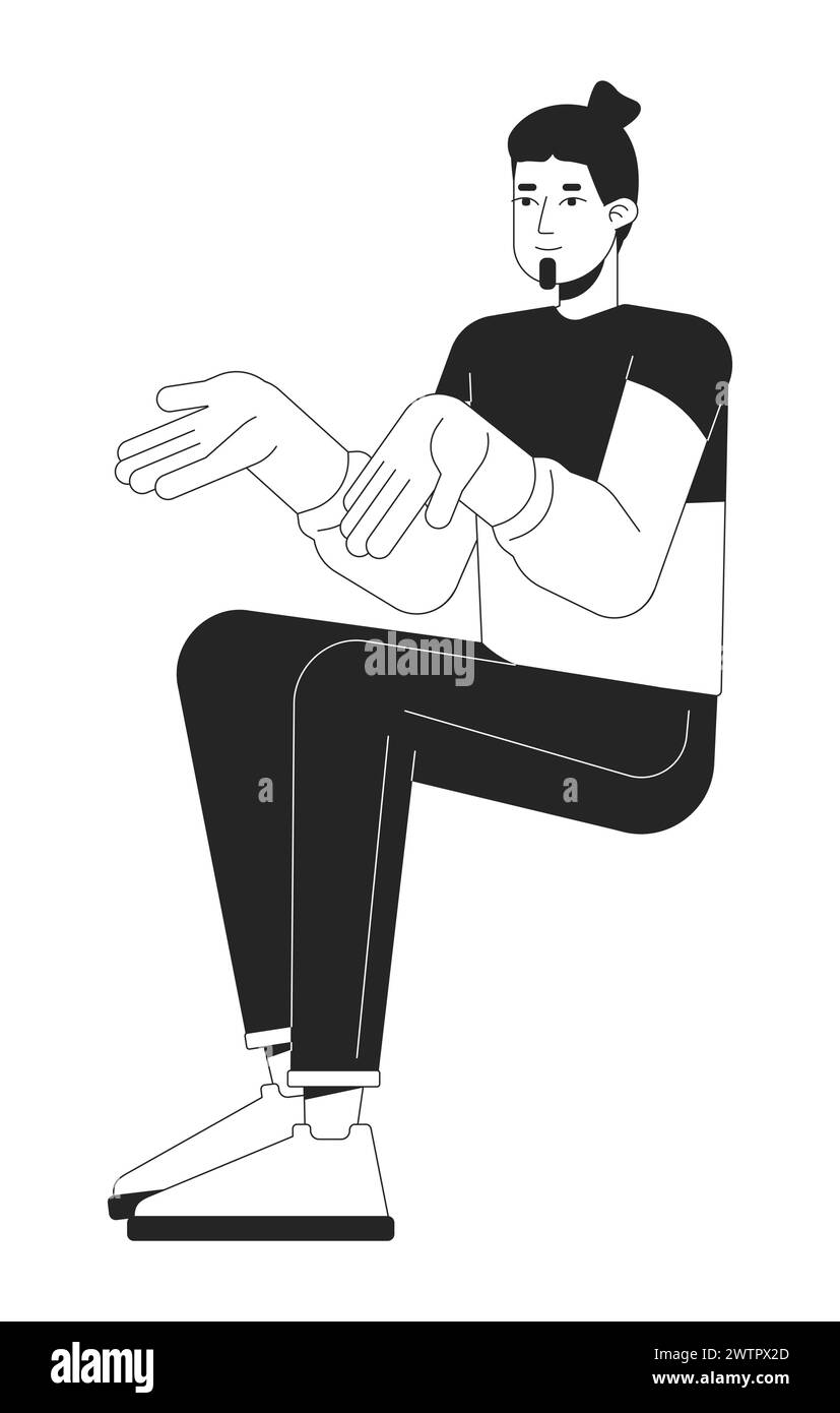 Young Man Shrugging Black And White 2d Line Cartoon Character Stock Vector Image And Art Alamy