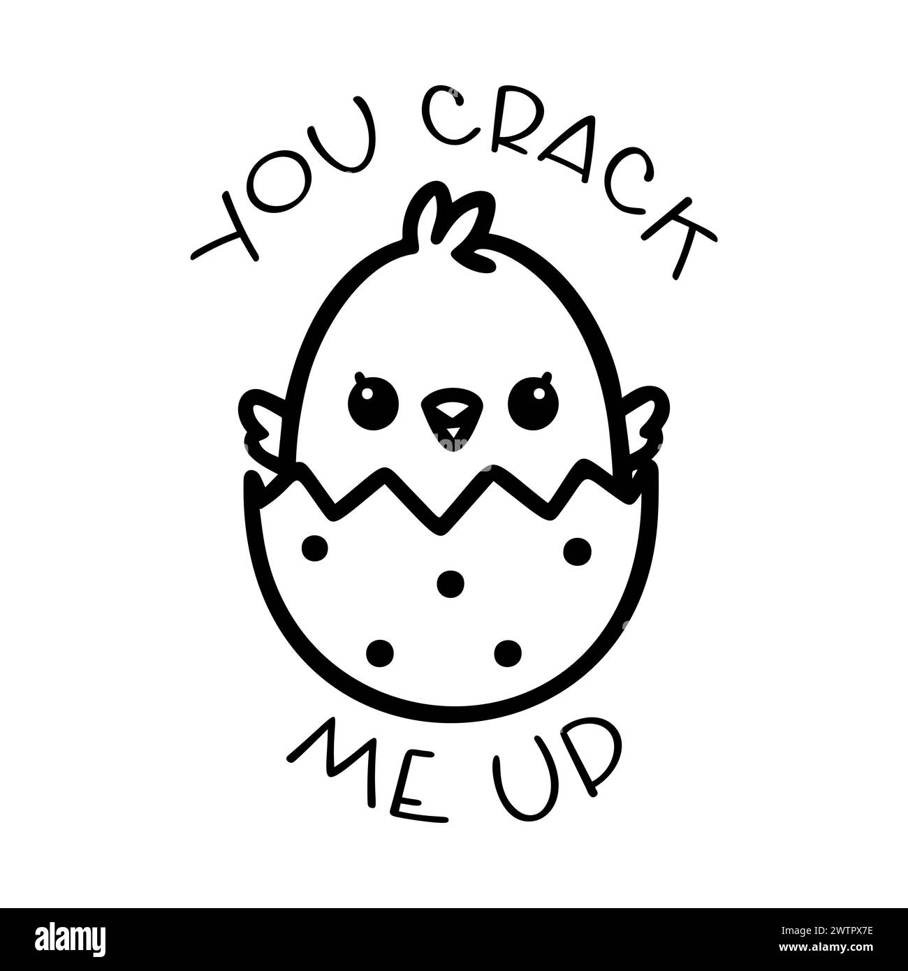 You crack me up quote. Easter chicken in shell, outline character ...