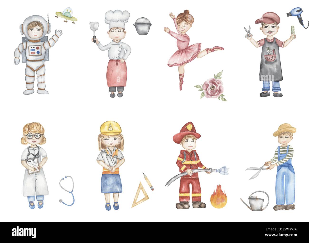 Kids Characters Collection: Set of different professions in cartoon ...
