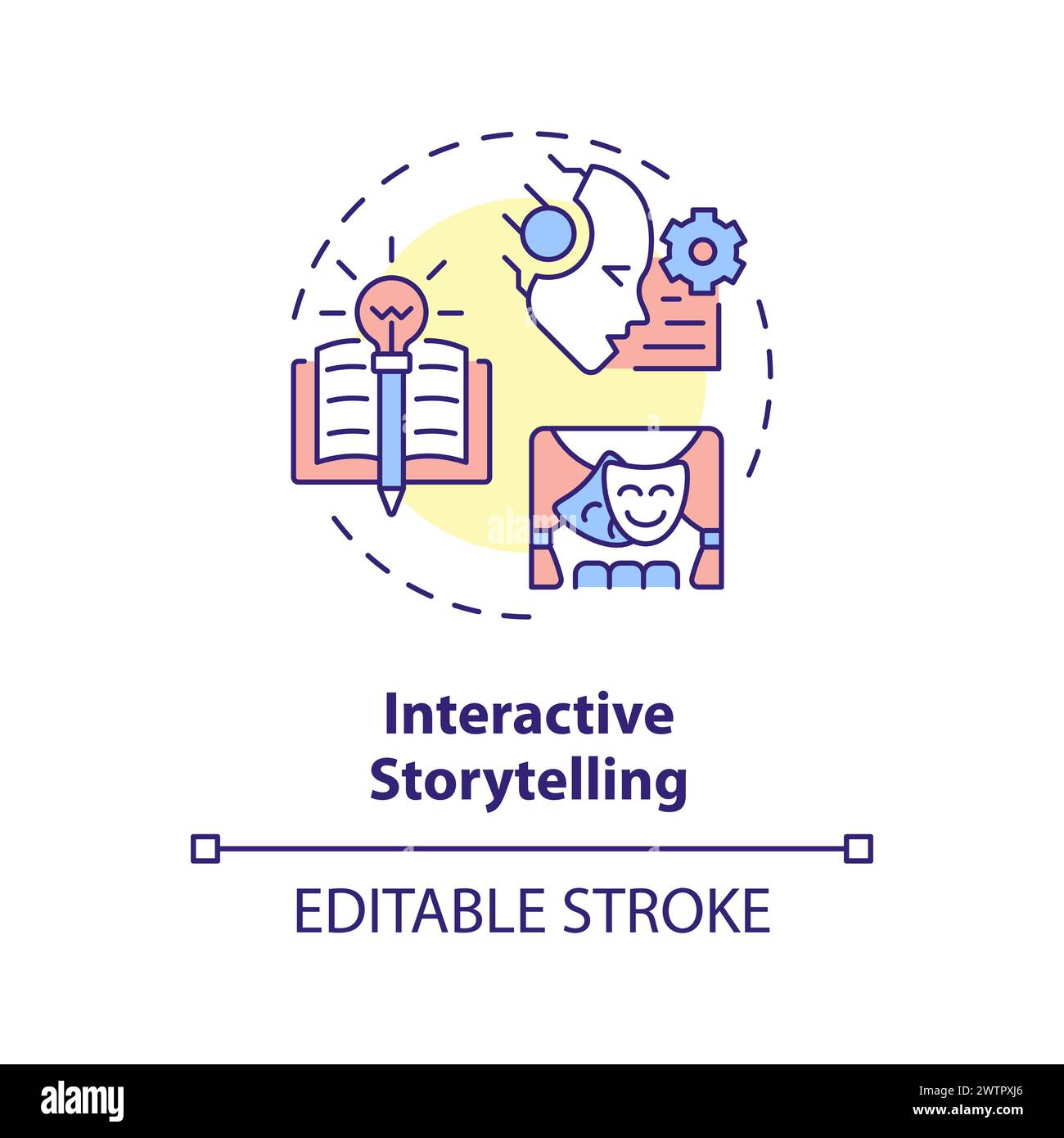Interactive storytelling multi color concept icon Stock Vector Image ...