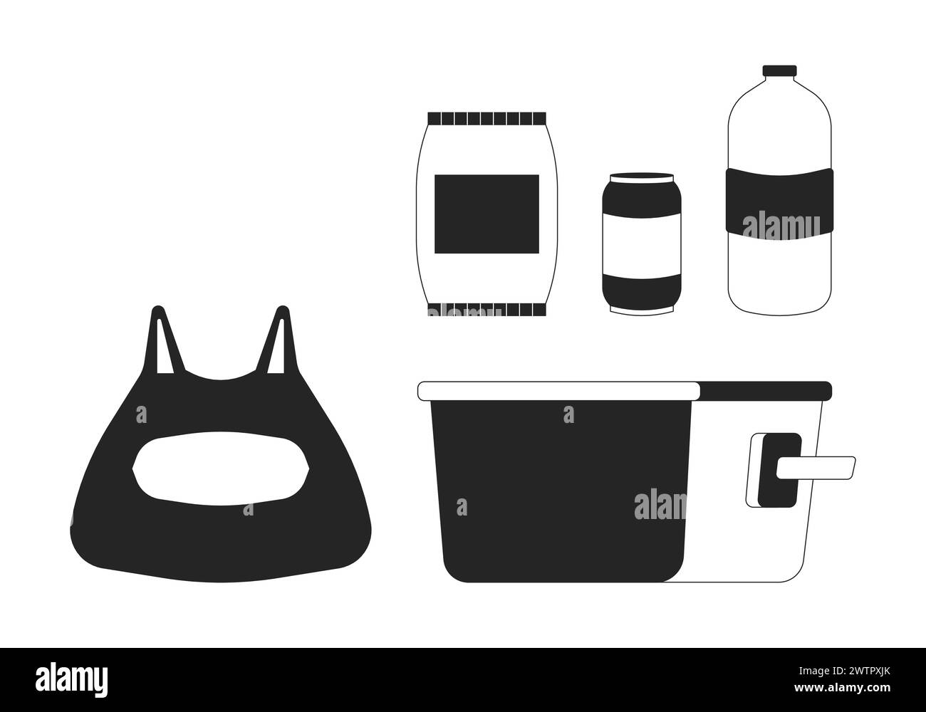 Picnic Snacks Beverages Black And White 2d Line Cartoon Objects Set Stock Vector Image And Art Alamy