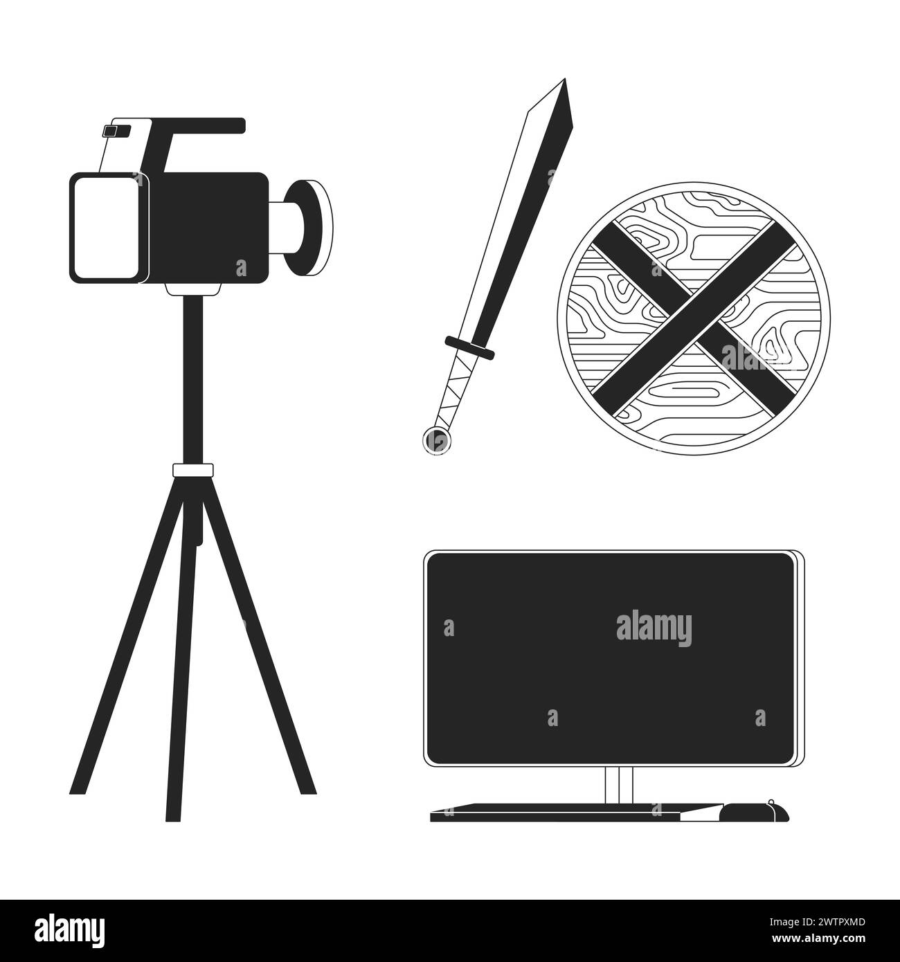 Black and white television historical Stock Vector Images - Alamy