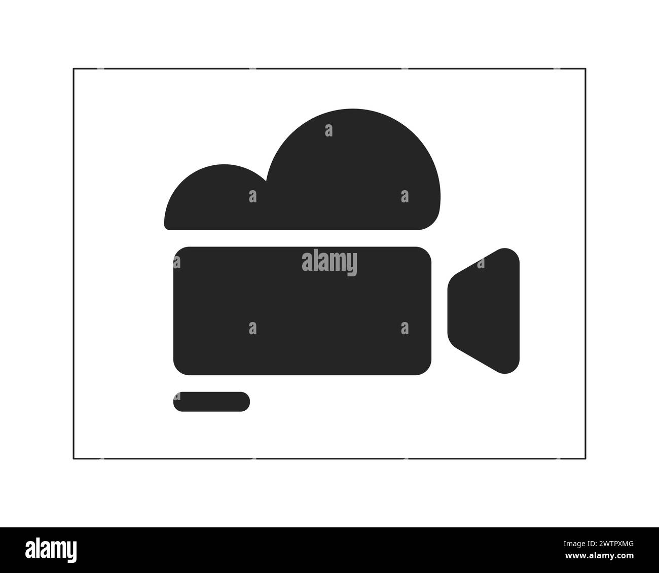 Vintage video camera in frame black and white 2D line cartoon object ...