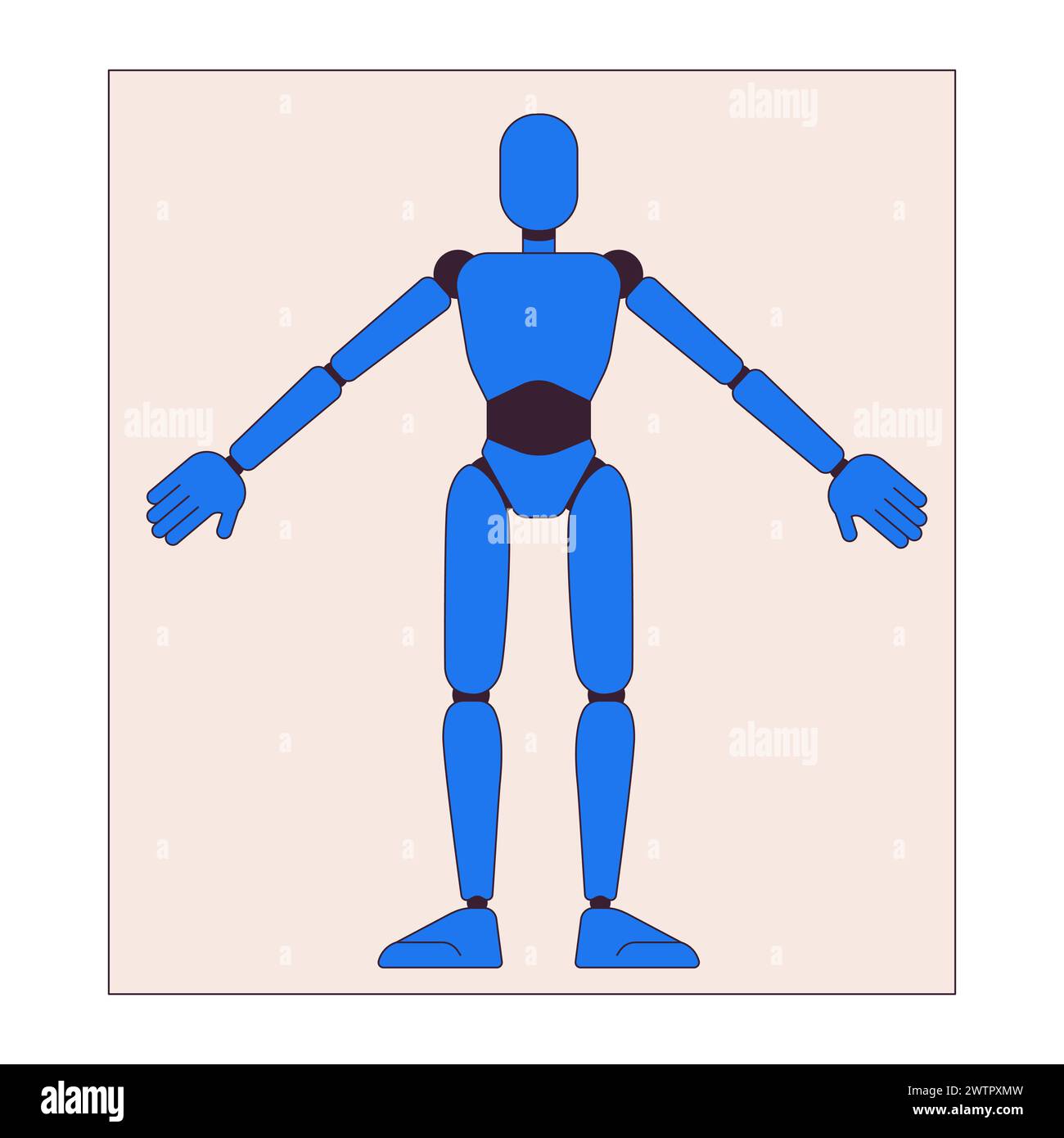 Model of cyborg on paper sheet 2D linear cartoon character Stock Vector ...
