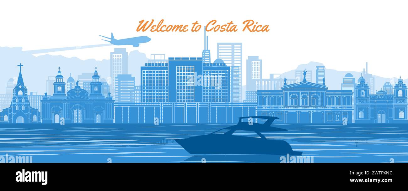 Costa Rica famous landmark silhouette style,vector illustration,vector ...