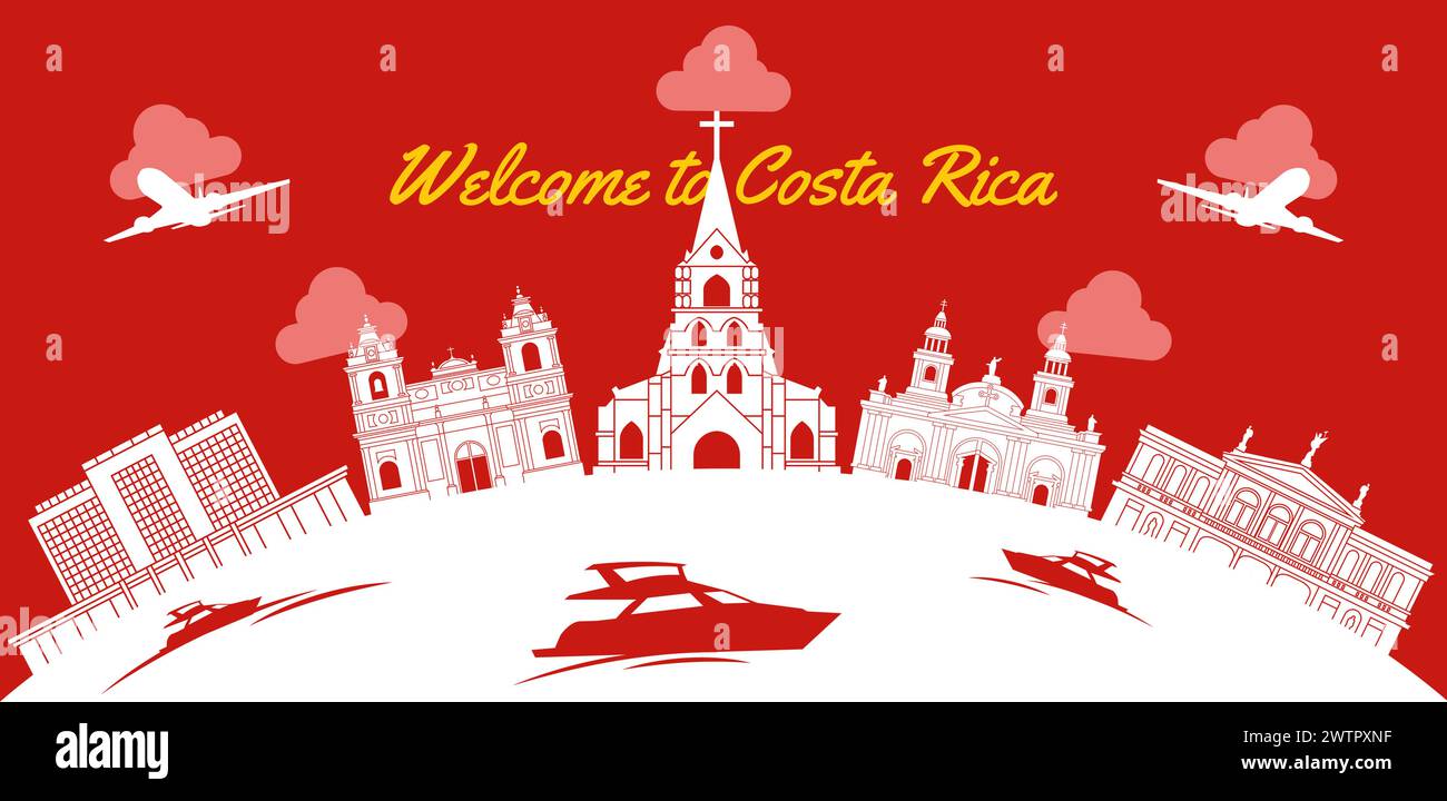 Costa Rica famous landmark silhouette style,vector illustration Stock ...