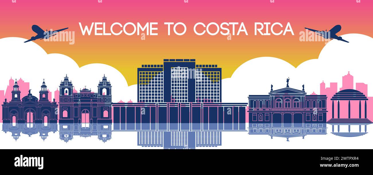 Costa Rica famous landmark silhouette style,vector illustration Stock ...