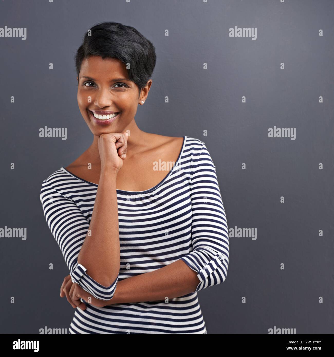 Woman, portrait and smile with career confidence of a creative employee ...