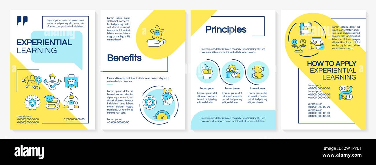 Hands-on education blue and yellow brochure template Stock Vector Image ...