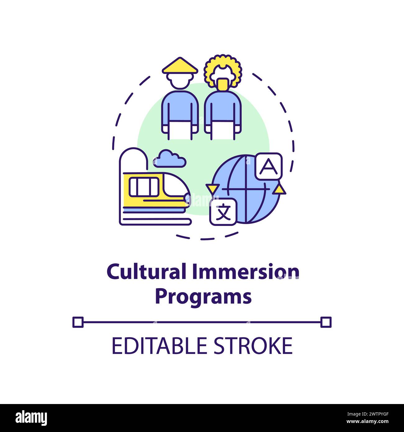 Cultural immersion programs multi color concept icon Stock Vector Image ...