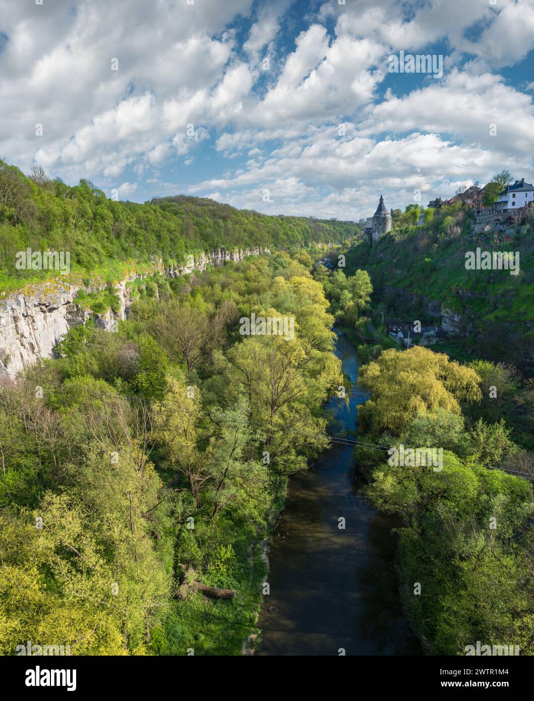 View from Novoplanivskiy Bridge to the Smotrych River Canyon, Kamianets ...