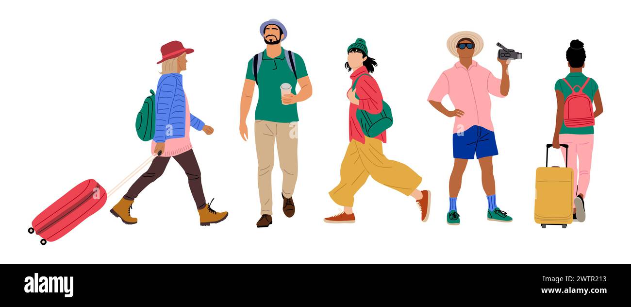 Set of different tourist Characters, men and women Stock Vector Image ...