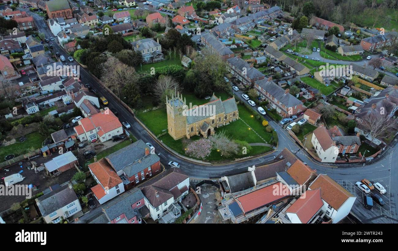 An aerial view of Laceby Church in Grimsby, UK Stock Photo - Alamy