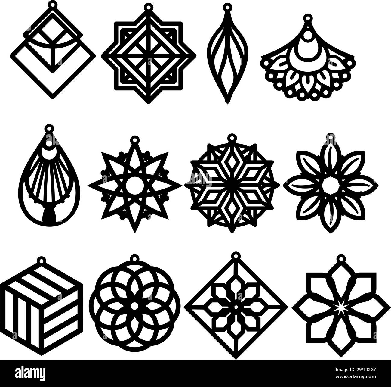 Vector Earrings templates set of geometric shapes. Modern trendy vector ... Vector Earrings templates set of geometric shapes. Modern trendy vector ...