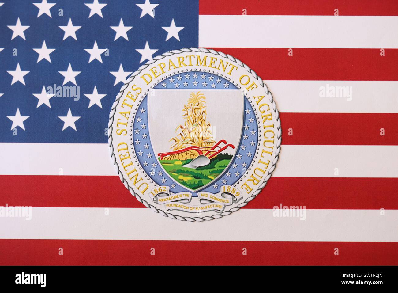 KYIV, UKRAINE - MARCH 9, 2024 US Department of Agriculture seal on ...