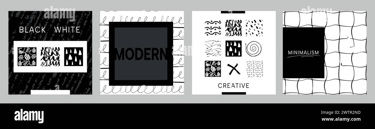 Crosshatch pattern vector posters or cover template. Hand drawn hatches ...