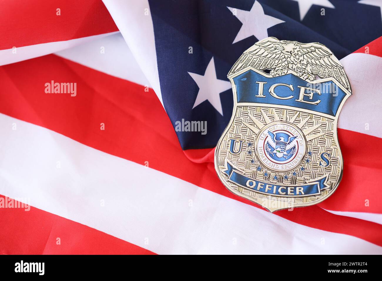 KYIV, UKRAINE - MARCH 9, 2024 US ICE Officer badge on United States of ...