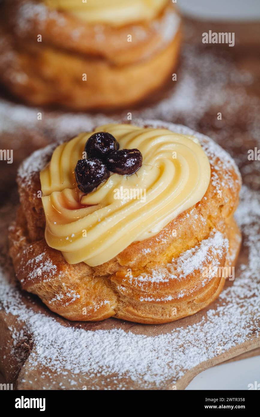 Zeppola, a traditional italian pastry to celebrate Father's day Stock ...