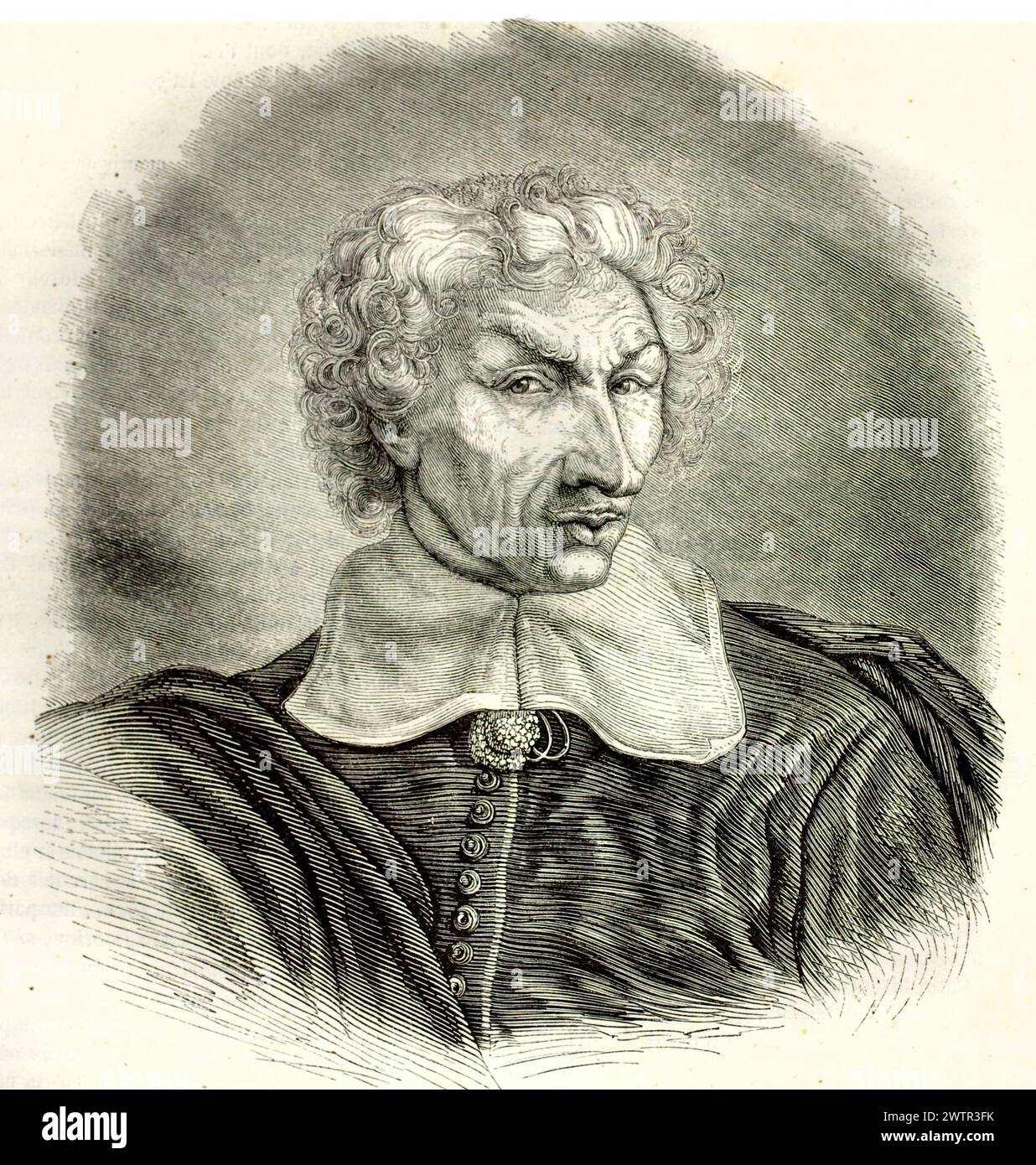 Old engraved portrait of Gui Patin (1601–1672), French physician and ...