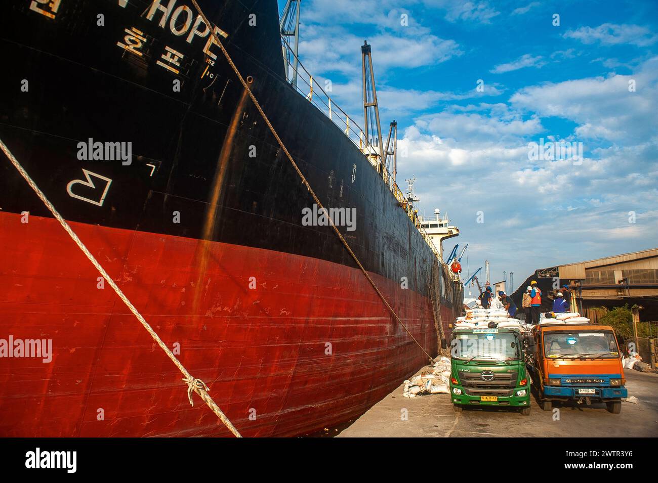 Security standard worker activities were seen at the Indonesian Port ...