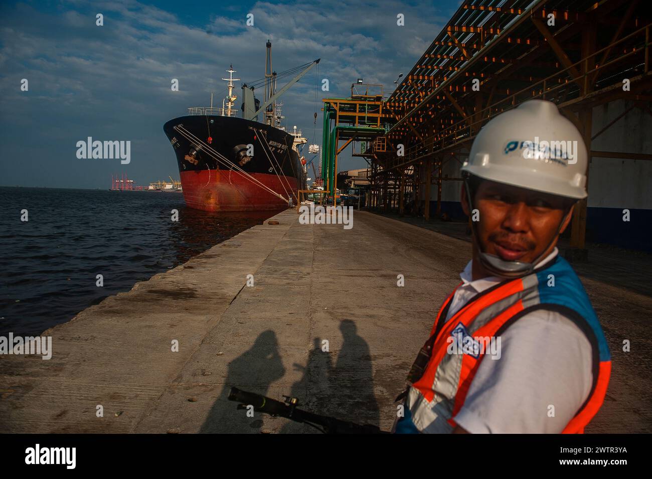 Security standard worker activities were seen at the Indonesian Port ...